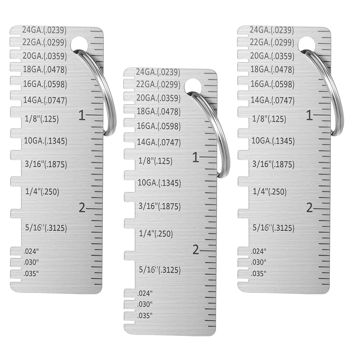 3 PCS Stainless Steel Wire Gauge Measuring Tool, Wire/Metal Sheet ...