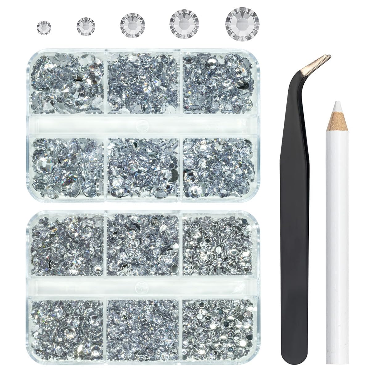 Amazon.com: qiipii 3060PCS Crystal Clear Resin Rhinestones Crystal ...