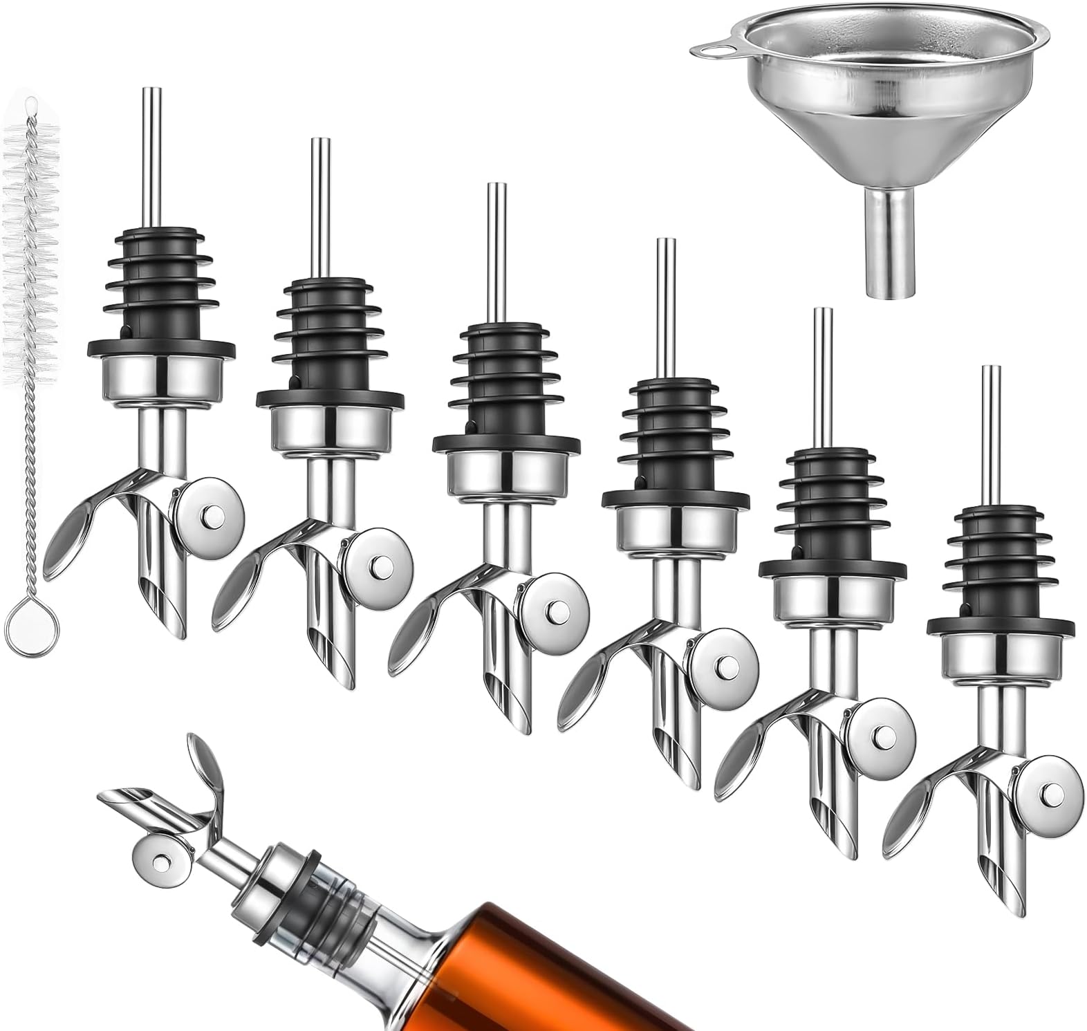 Amazon.com: 6 Pack Liquor Bottle Pourers, Olive Oil Spout with ...