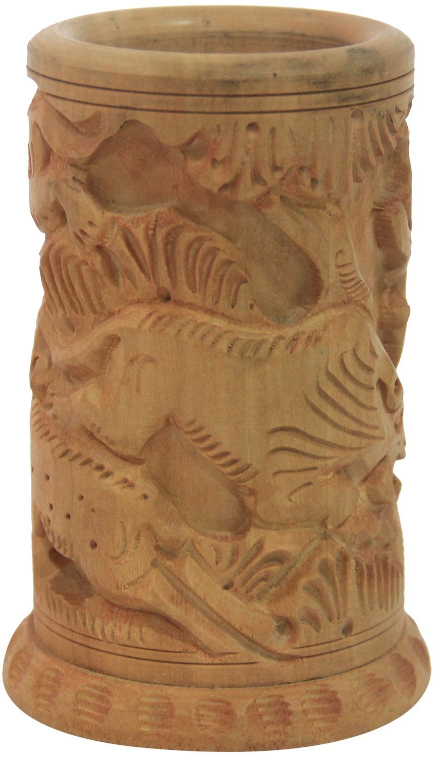 MRP Handicrafts Wooden Decorative Pen Stand (10 cm x 7 cm, Brown, S146 ...