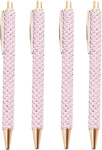 Xccj 4 Pcs Pink Pearl Pens Rhinestone Metal Ballpoint Pens Sparkly ...