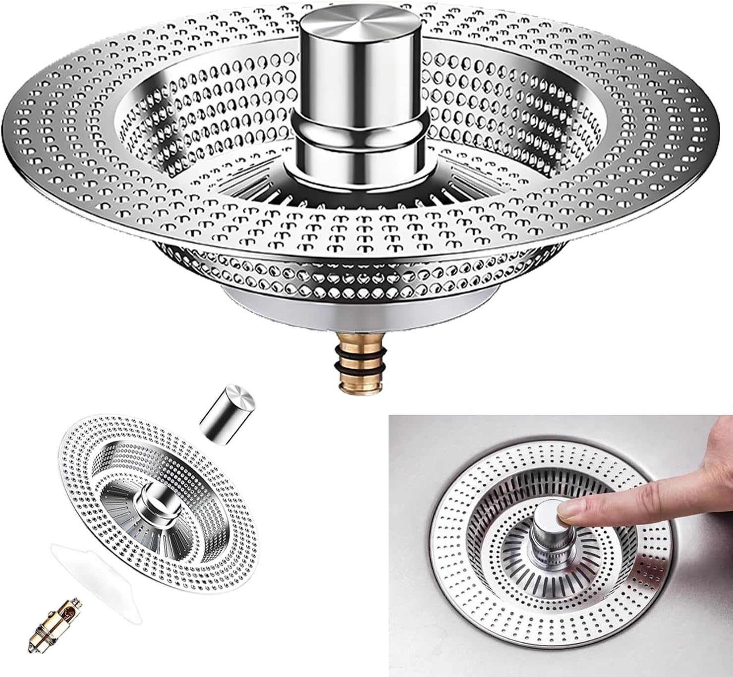 3 in 1 Kitchen Sink Plug and Strainer Combo, Kitchen Sink Strainer ...