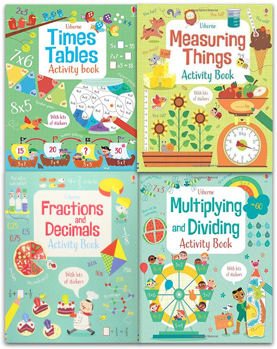 Usborne Maths Activity Collection 4 Books Set (Fractions and Decimals ...