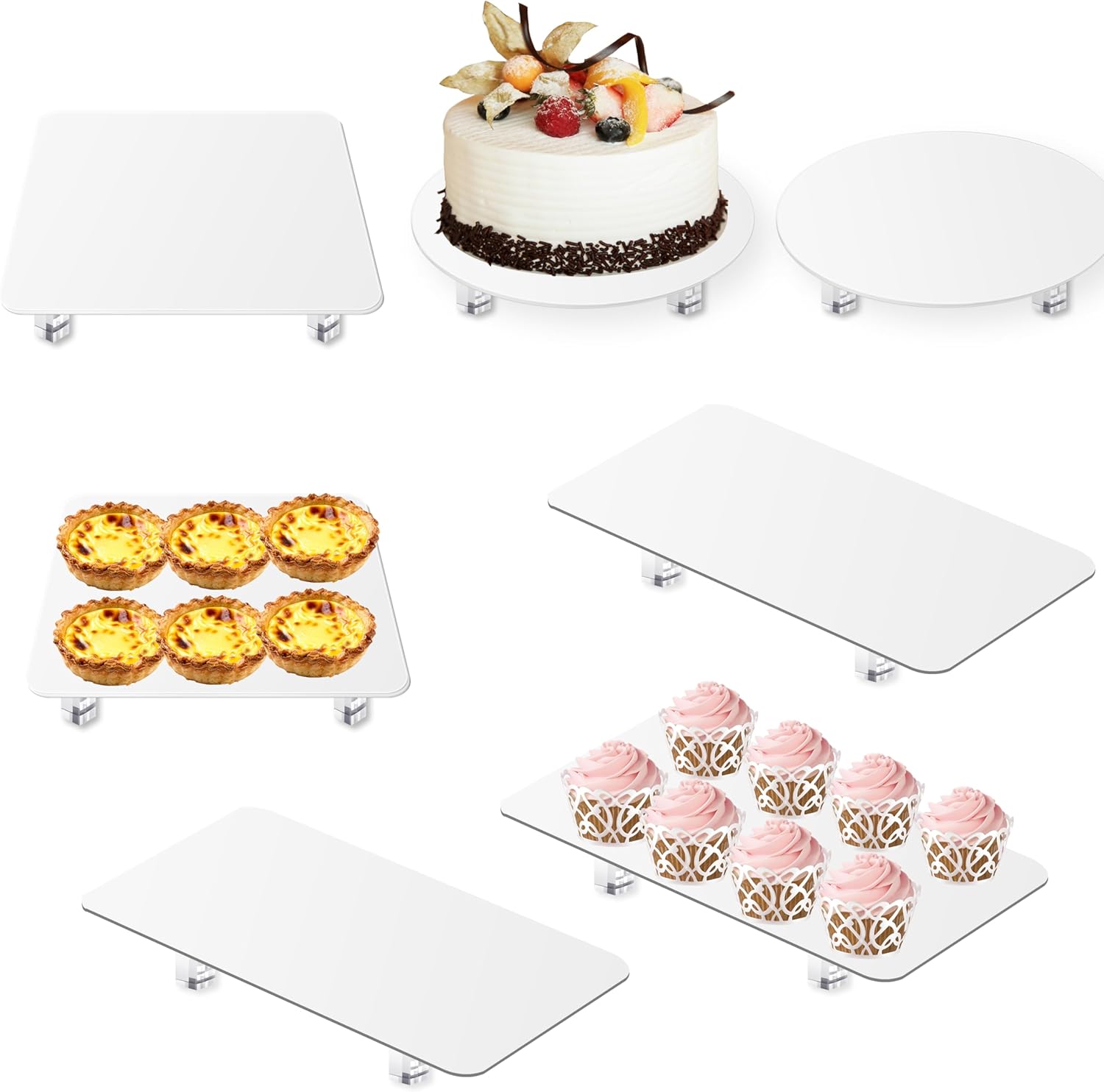 Amazon.com: 7 PCS Dessert Table Display Set White Acrylic Cake Stands ...