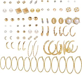 Amazon.com: 42/28 Pairs Gold Hoop Earrings Set for Women Girls,Boho ...