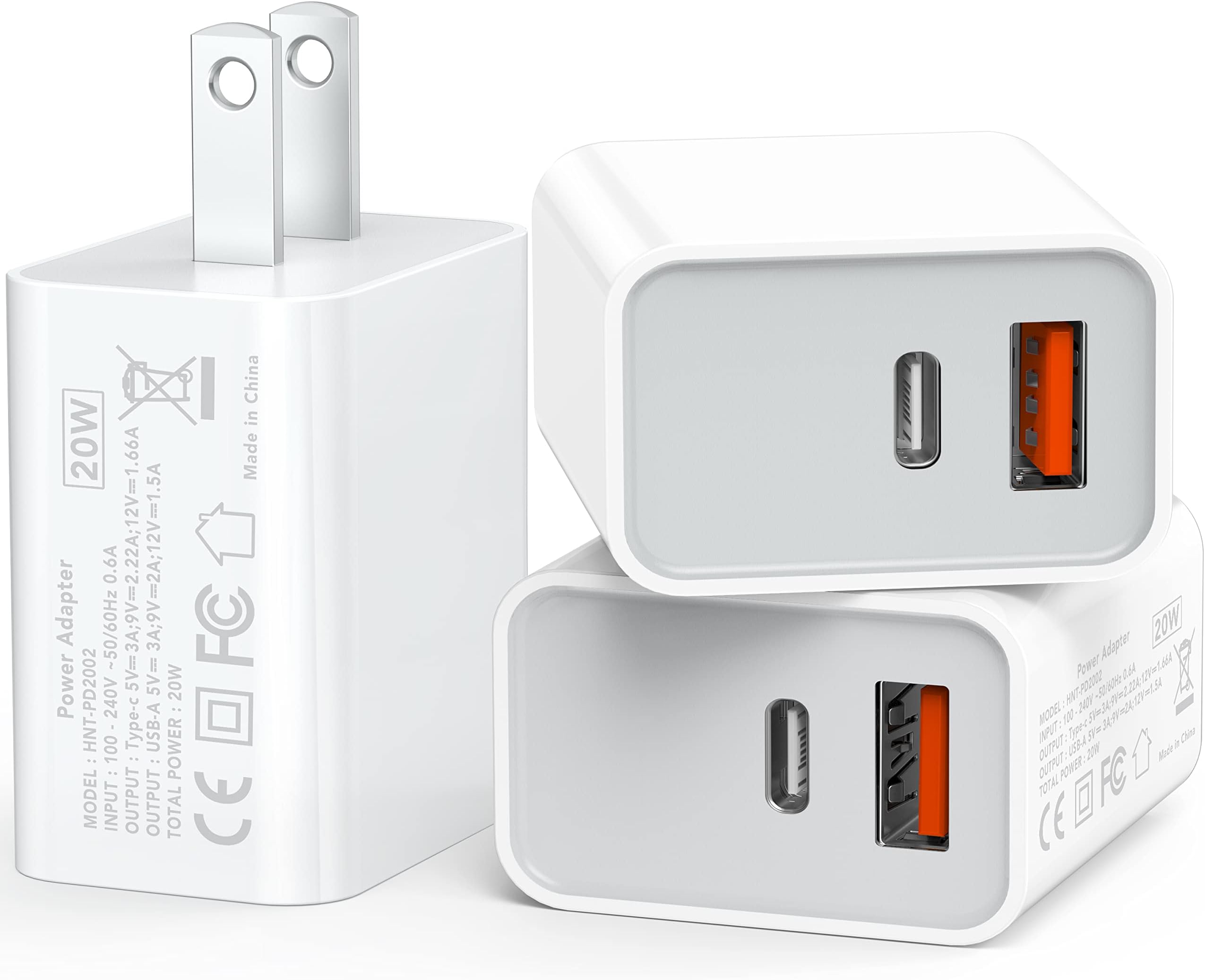 Amazon.com: [2-Pack] 20W USB C Fast Charger(ETL Listed), Dual Port PD ...