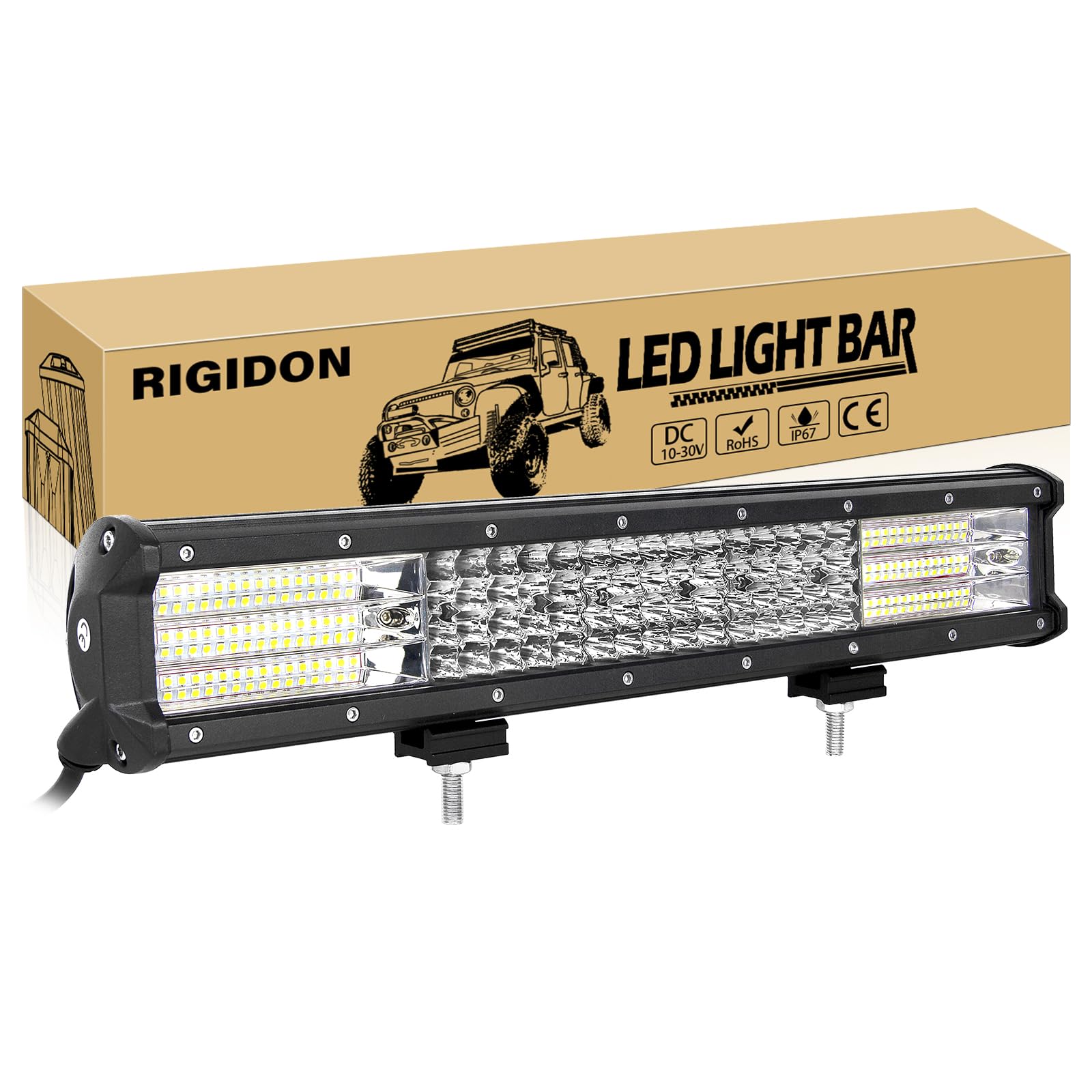 RIGIDON 17 Inch 450W Light Bar,4 Row Flood Spot Combo LED Light Bar ...