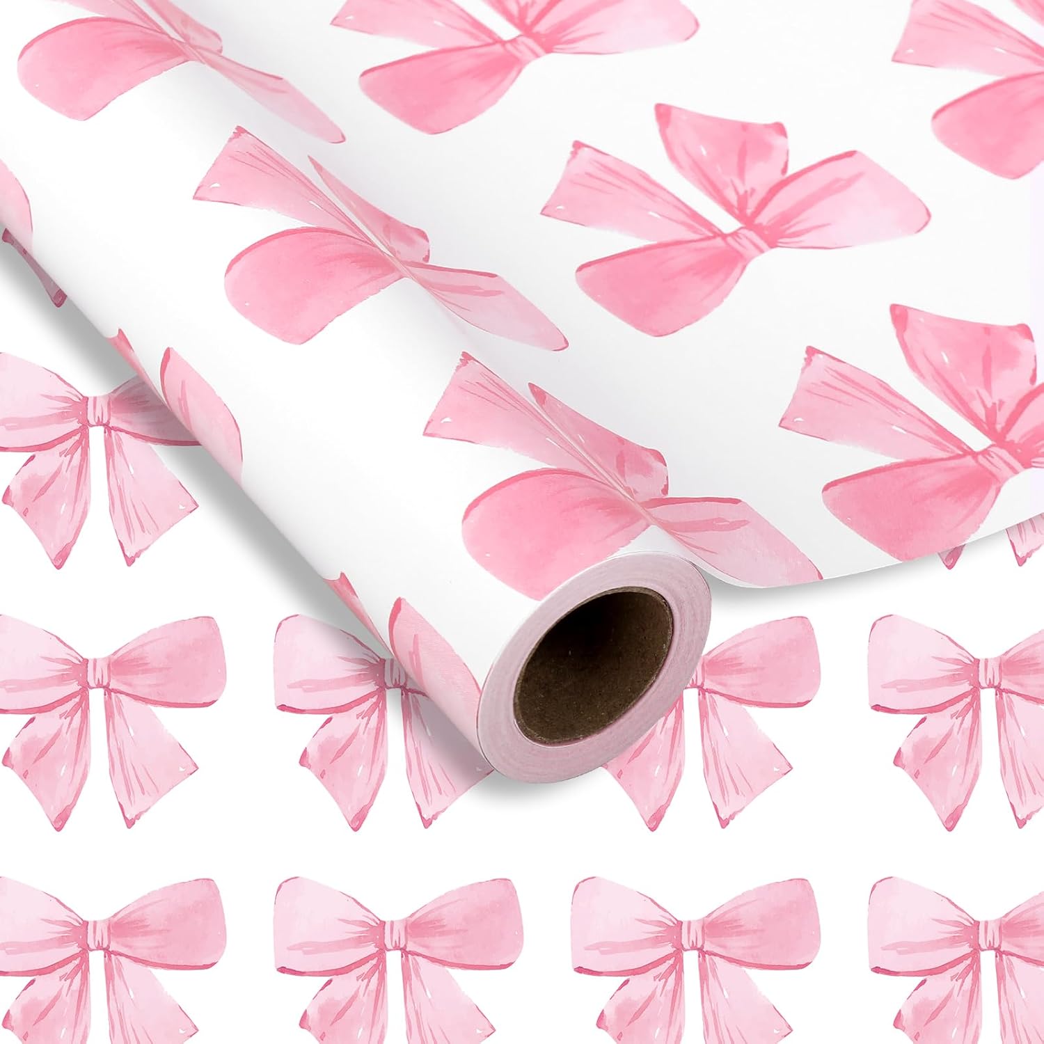 Amazon.com: JarThenaAMCS Pink Bow Wrapping Paper -Mini Roll- 17In x 32. ...