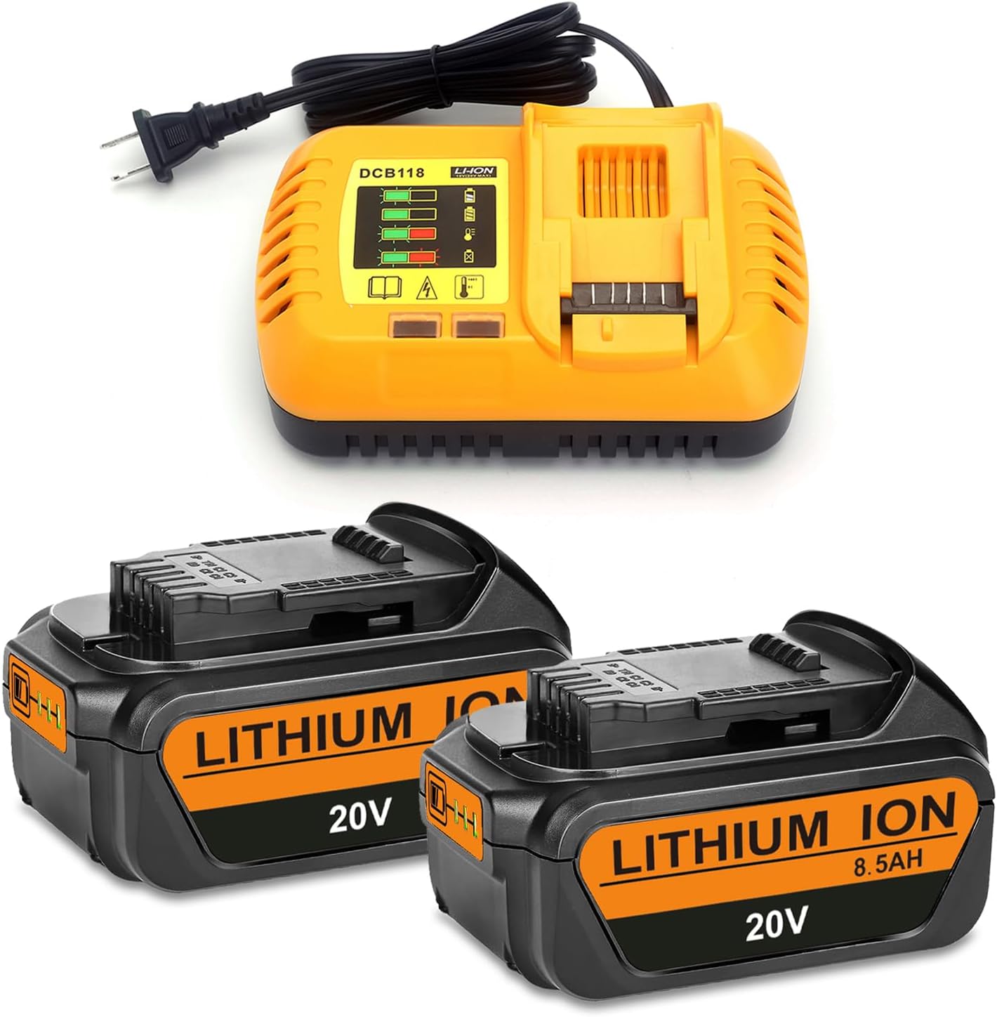 Amazon.com: SKYON 2 Pack 20V 8.5Ah Battery and Charger Kit Compatible ...