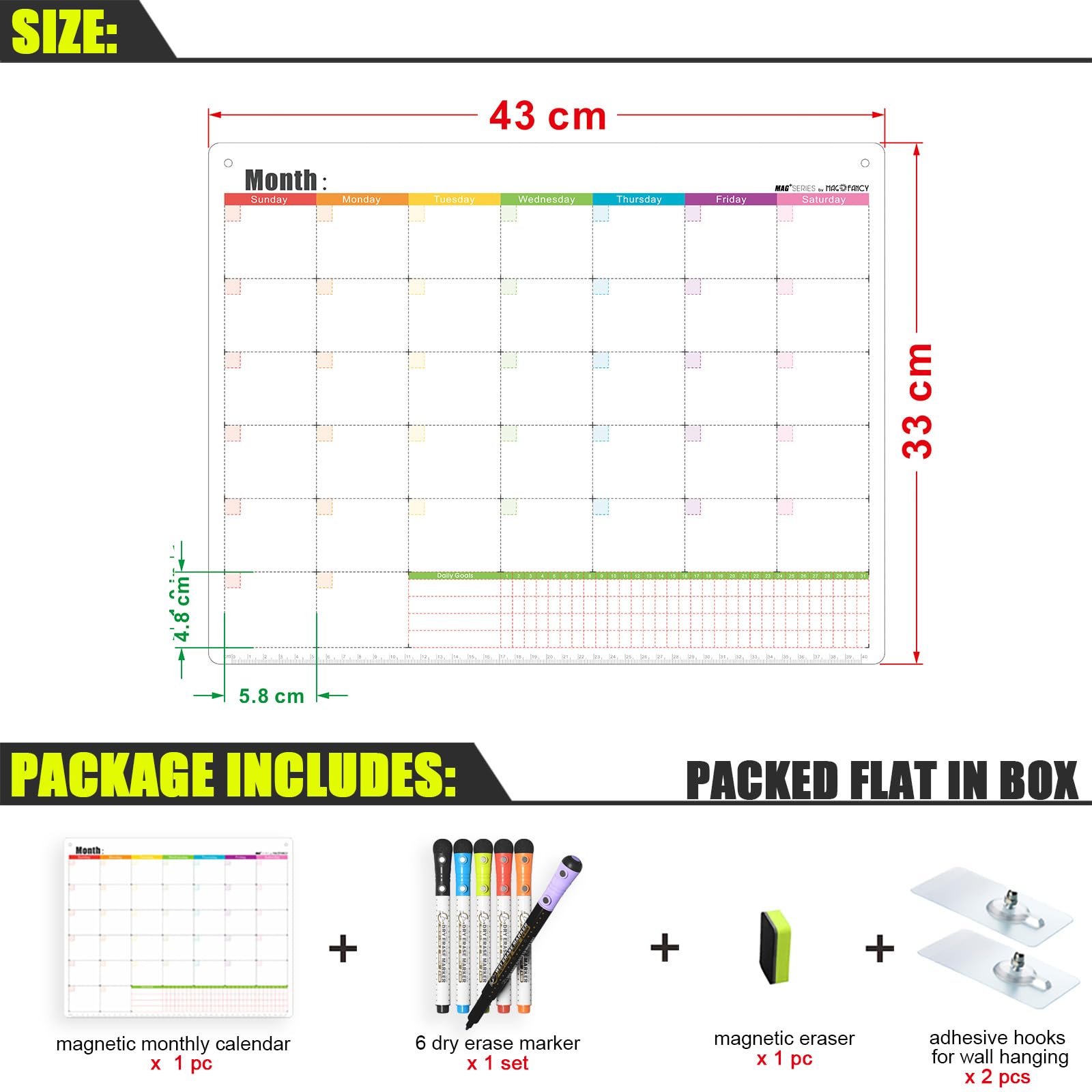 Snapklik.com : Mag-Fancy Magnetic Dry Erase Calendar For Refrigerator ...