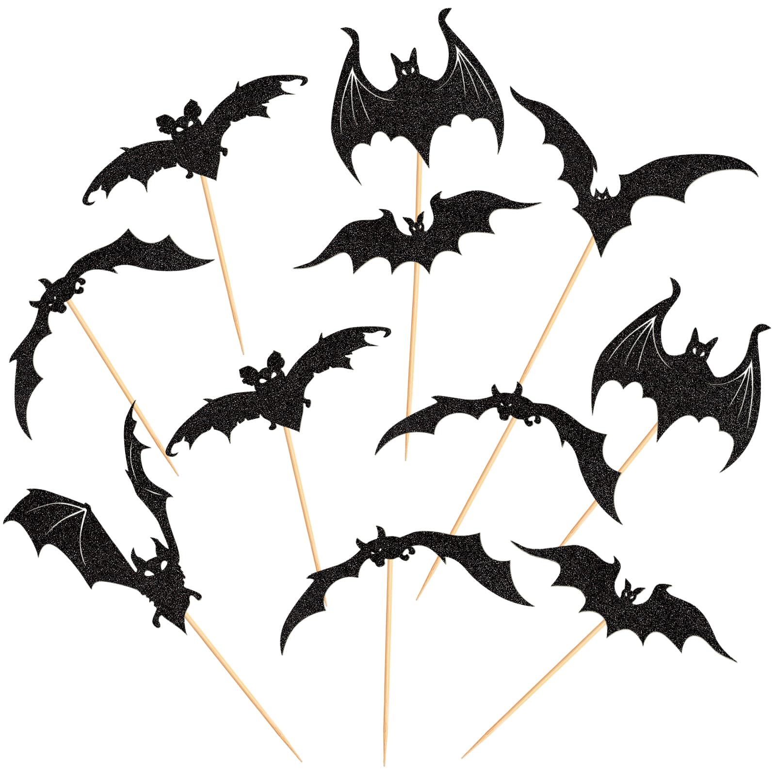 Amazon.com: Keaziu 24PCS Bat Halloween Cupcake Toppers Ghost Little Bat ...