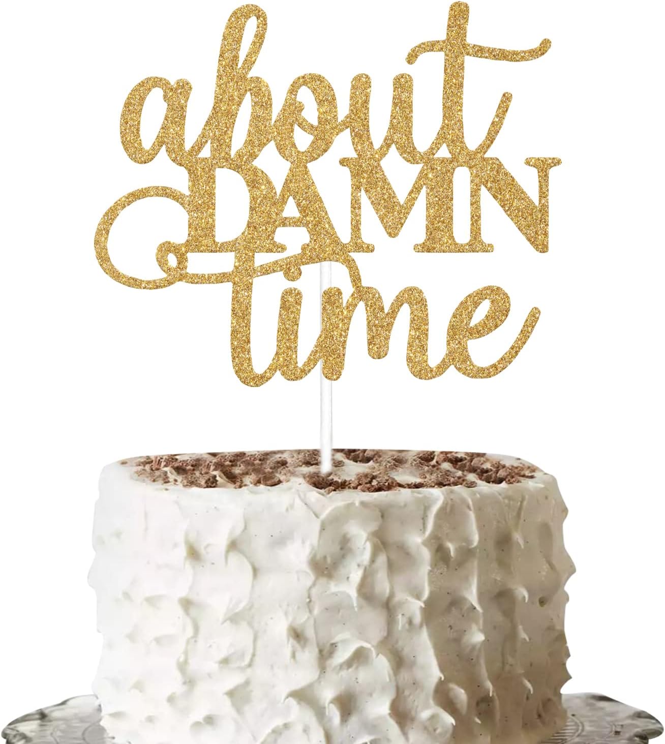 Amazon.com: Gold Glitter About Damn Time Cake Topper, Wedding Cake ...
