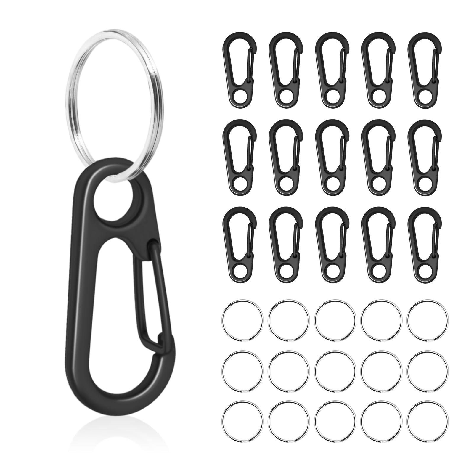 Amazon.com: 15 Set Key Ring Keychain Carabiner Clip 3/4" O-Ring Sring ...