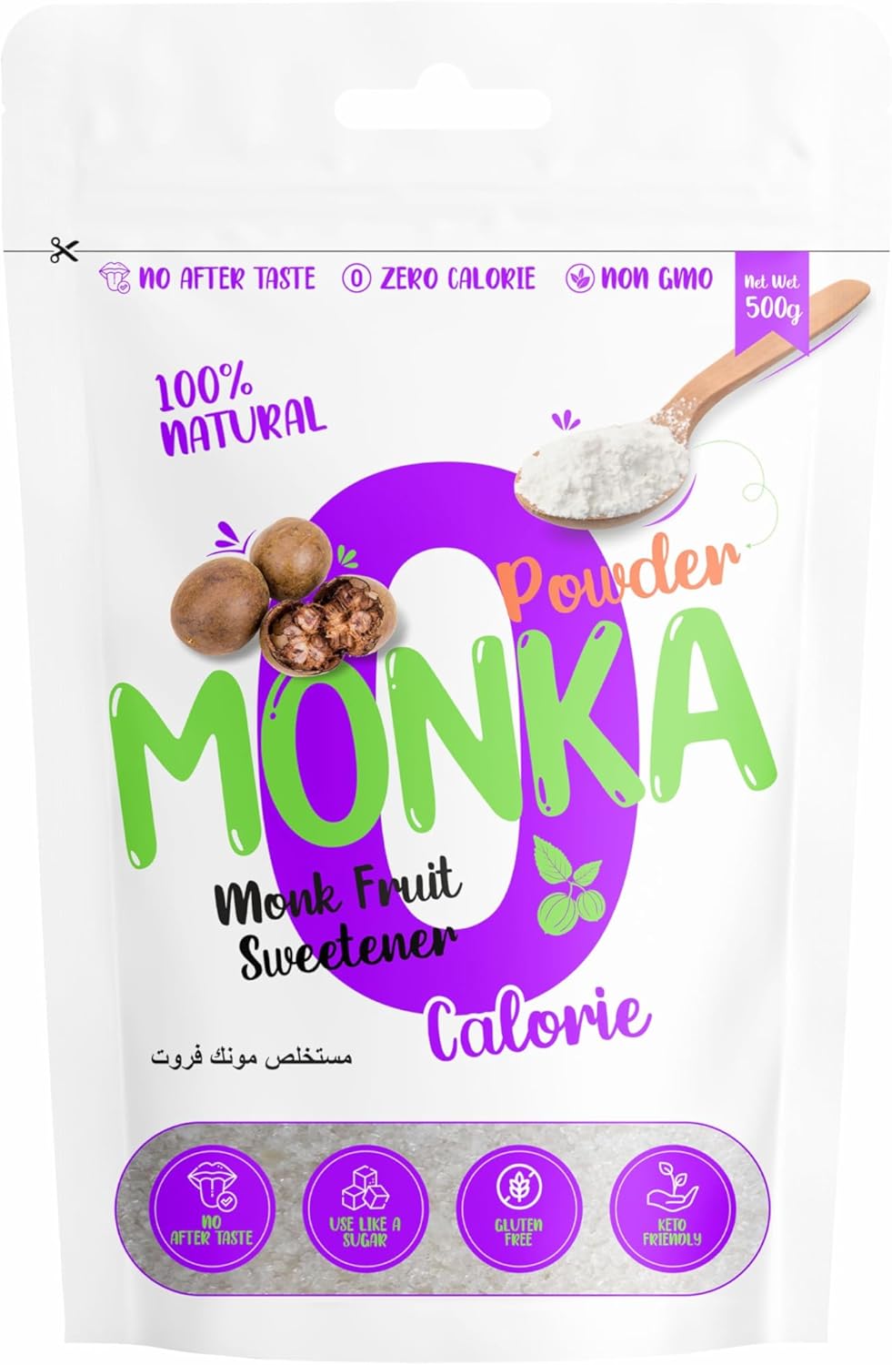 Monka Monk Fruit Sweetener Powder – 500g Zero Calorie, Keto Friendly ...