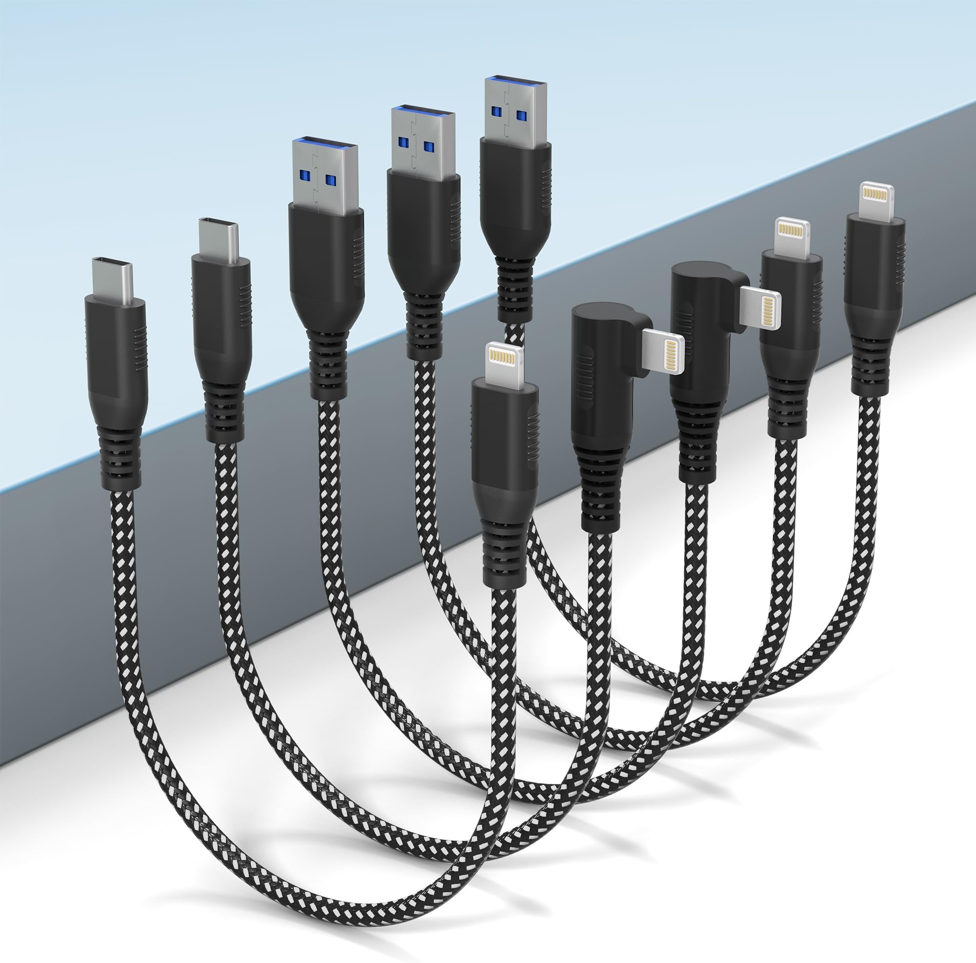 Coiled USB-C to Lightning Cable 90 Degree, Apple Car Play Cord with ...