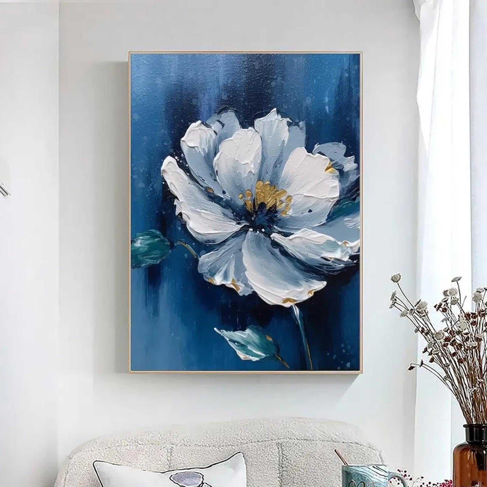 Oversized Blue Flower Painting