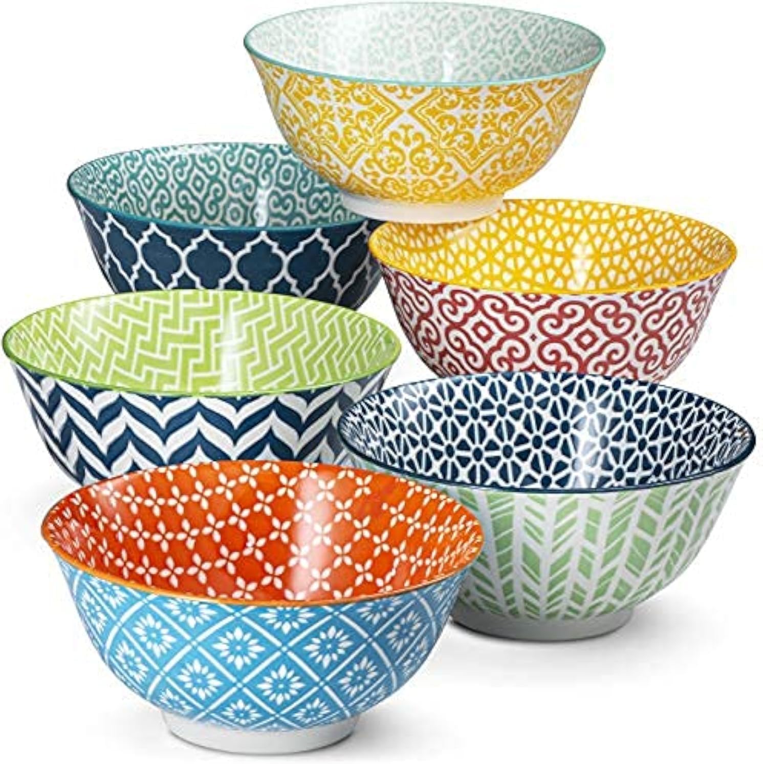 Amazon.com | KooK Colorful Bowl, Ceramic Porcelain Bowls for Cereal ...