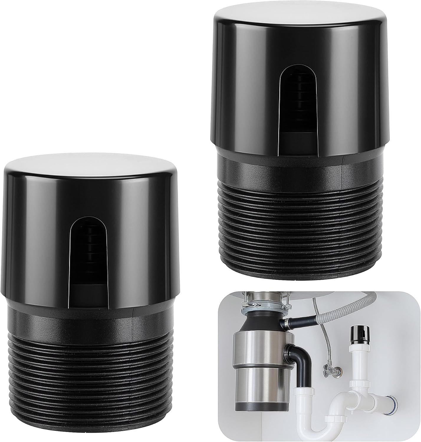 Nkiy Quen 2 Pcs 1-1/2 Inch NPT ABS in Line Vent,Black Air Admittance ...