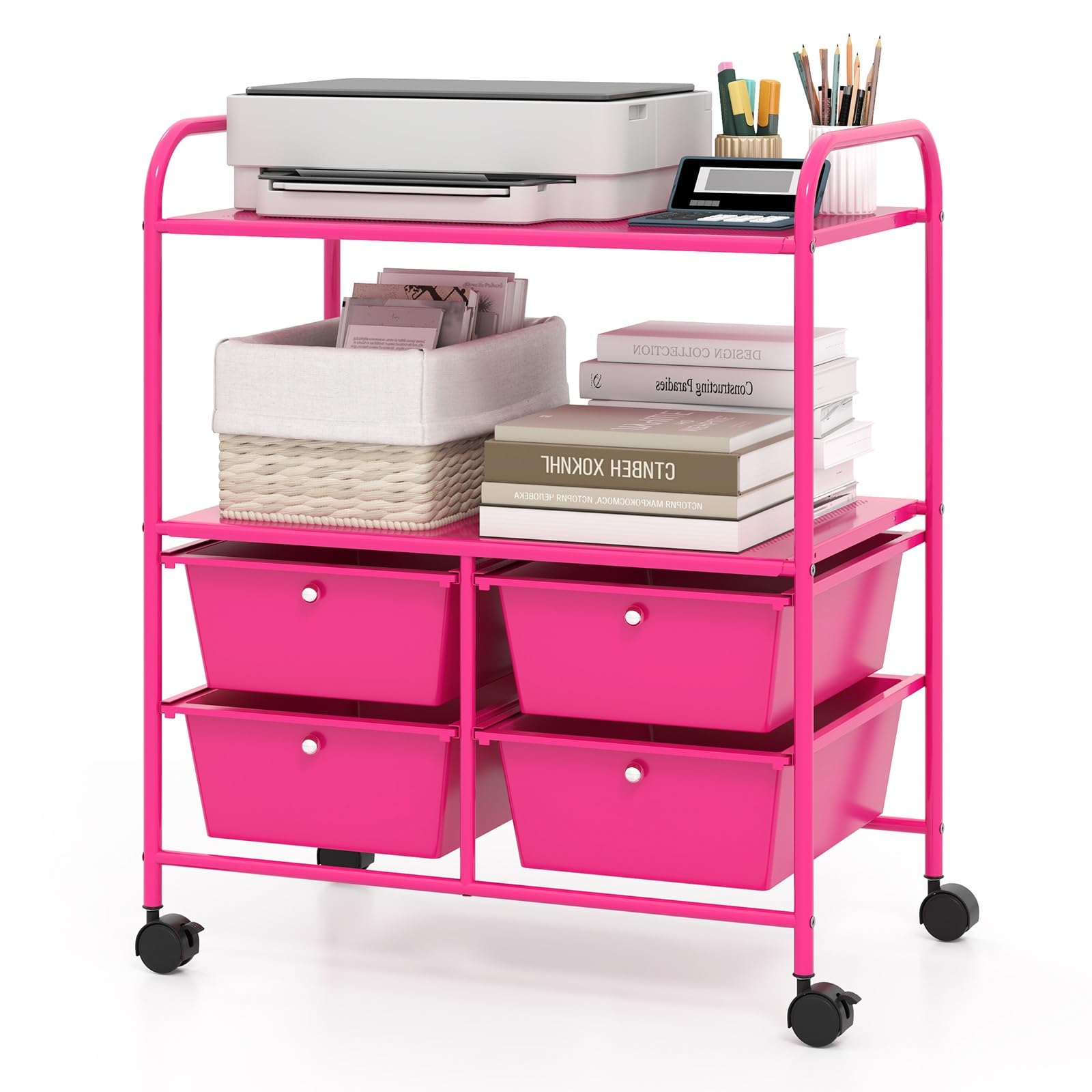 Amazon.com: RELAX4LIFE Rolling Storage Cart with 4 Drawers - Utility ...