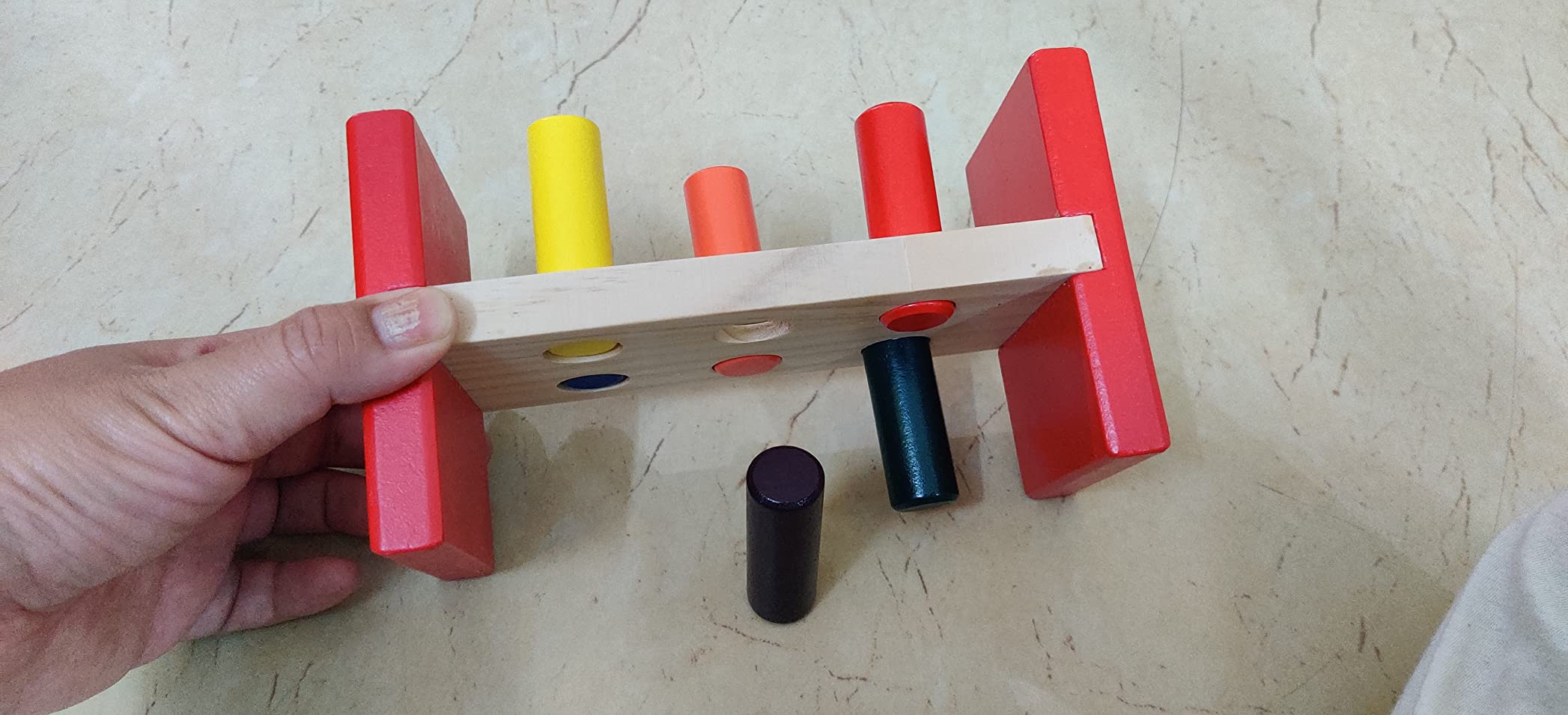 Buy VOOLEX - Wooden Hammer and Peg Toy Pounding Bench - Montessori Toys ...