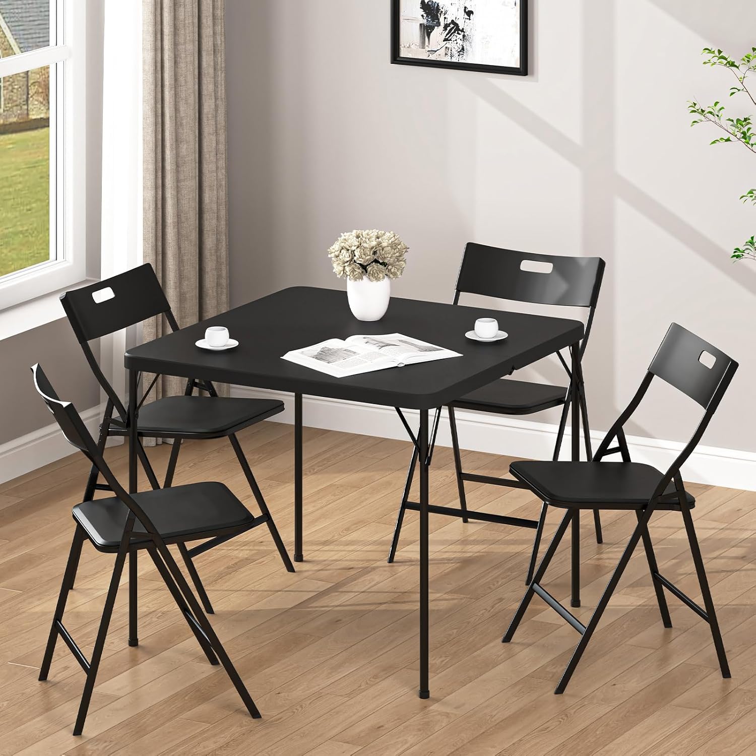 Amazon.com: Resenkos 5-Piece Folding Table and Chairs Set, Dining Table ...