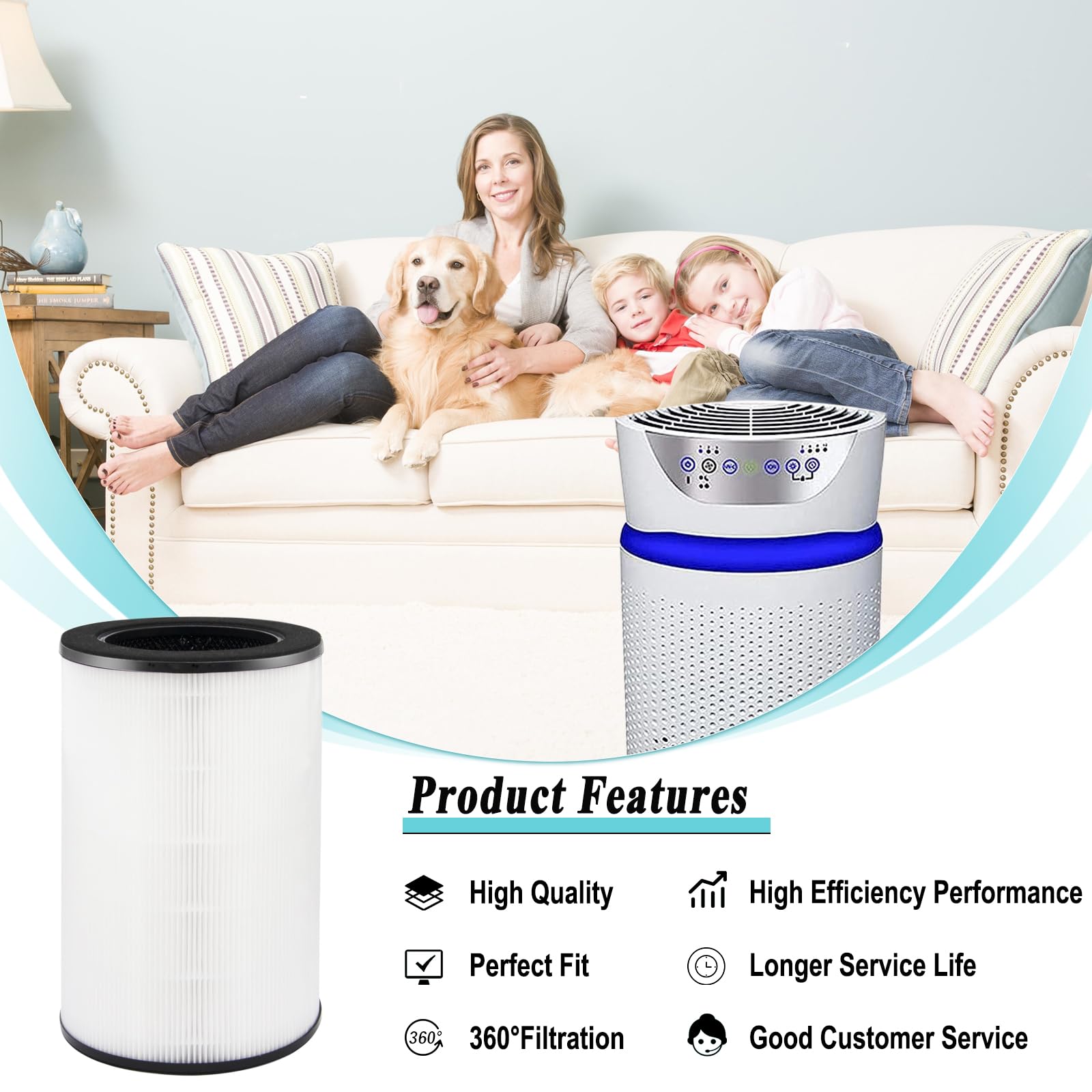 Pet Care AP-T45 AP-T40FL Replacement Air Filter, 5-in-1 Air Purifier ...