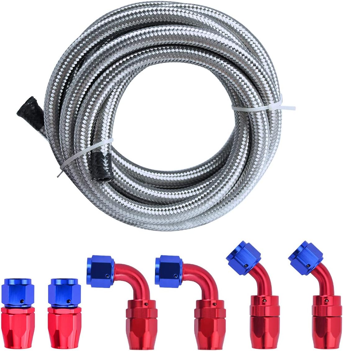 Amazon.com: Fuel Line Hose 10FT 6AN 3/8" Universal Silver Stainless ...