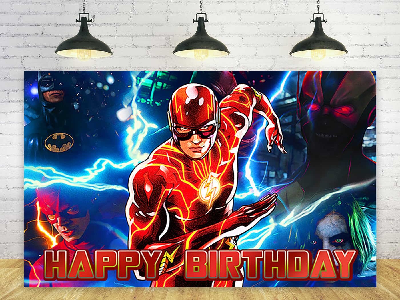 Red The Flash Backdrop For Birthday Party Decorations Superhero ...