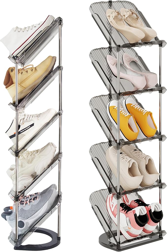Amazon.com: Patinao 2 Pack Sloping Narrow Shoe Rack 5 Tiers - Free ...
