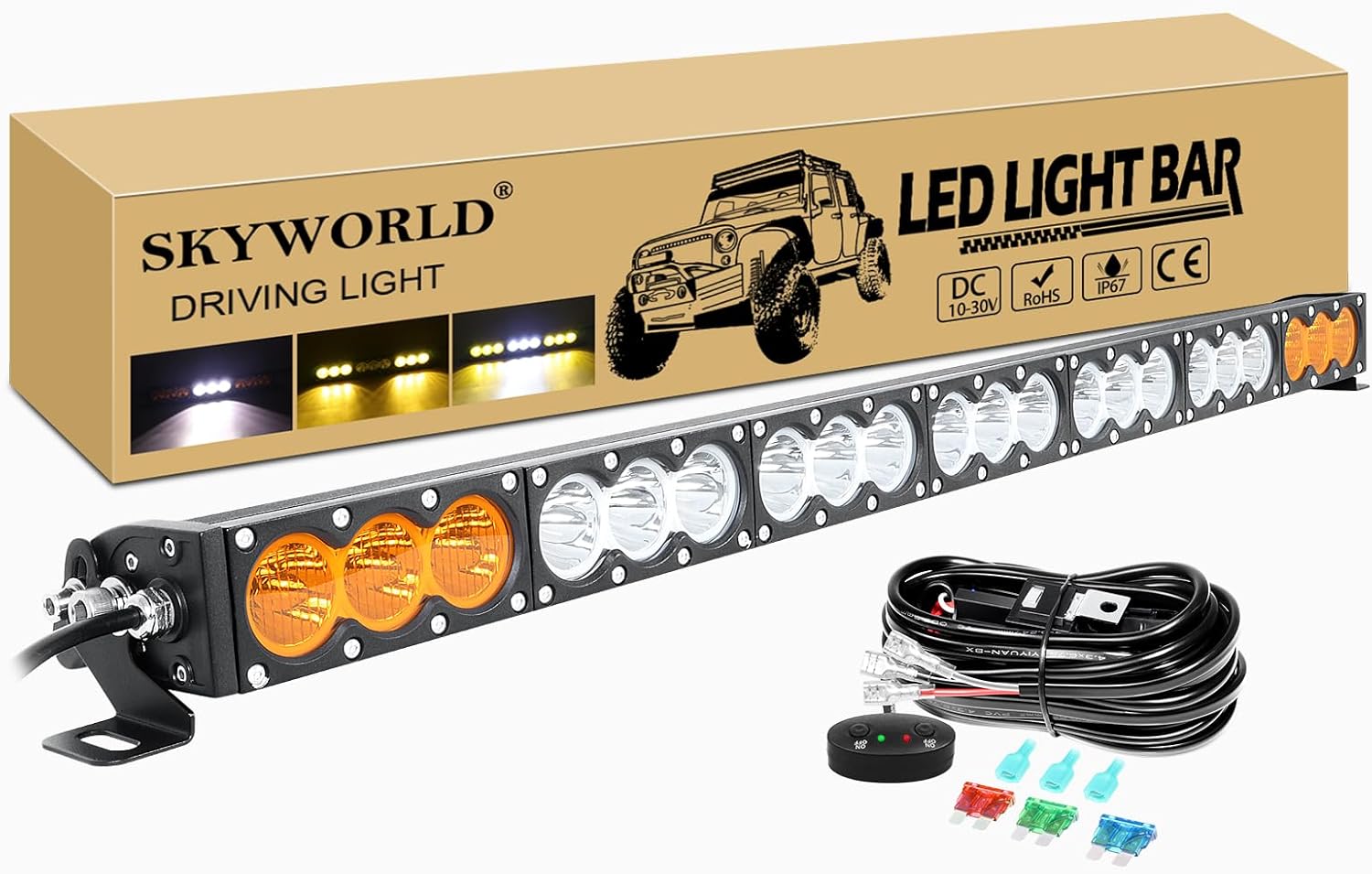 SKYWORLD 38" 96cm 210W Led Arbeitsscheinwerfer Bar mit 12V Kabelbaum ...
