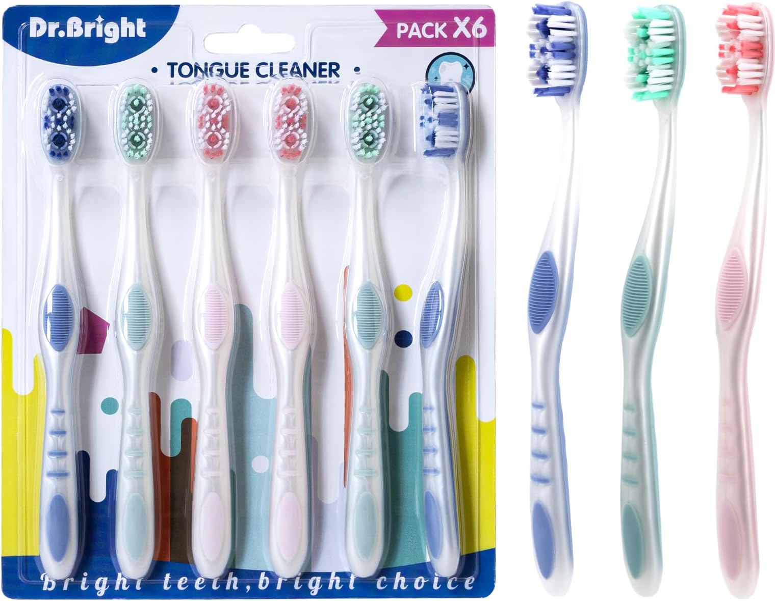 Amazon.com : DR.BRIGHT Adults Toothbrush Medium,Medium Toothbrushes for ...