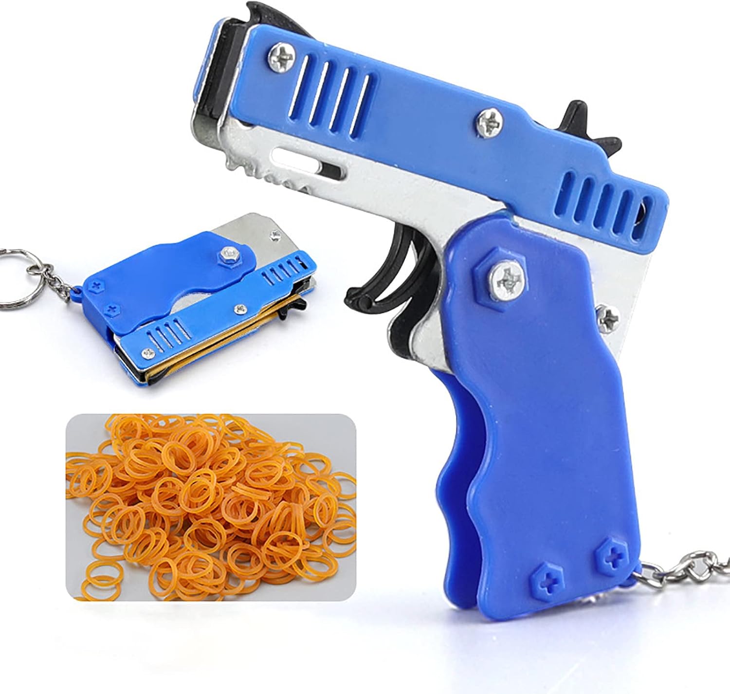 Amazon.com: Rubber Band Gun Toy - Mini Metal Folding Rubber Launcher ...