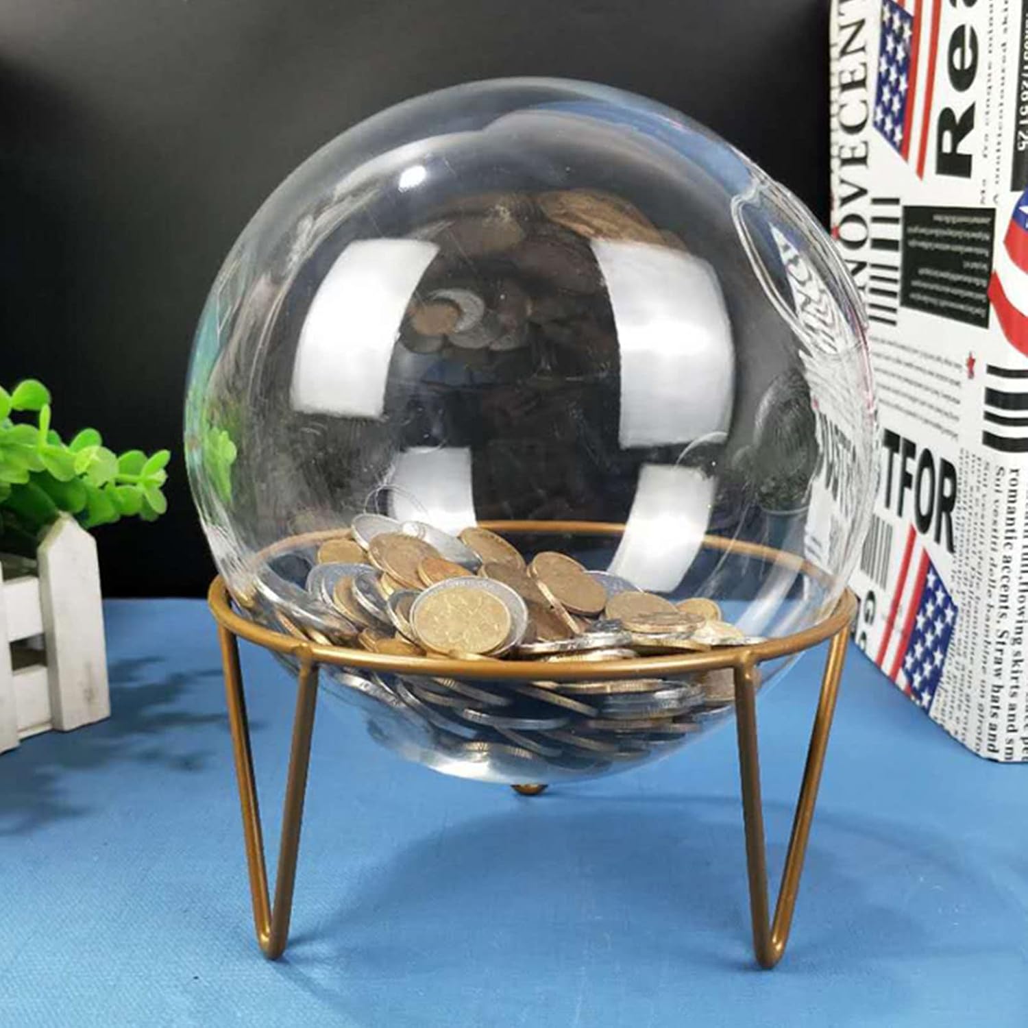 Amazon.com: Adult Spherical Glass Money Bank, Large-Capacity Coin ...