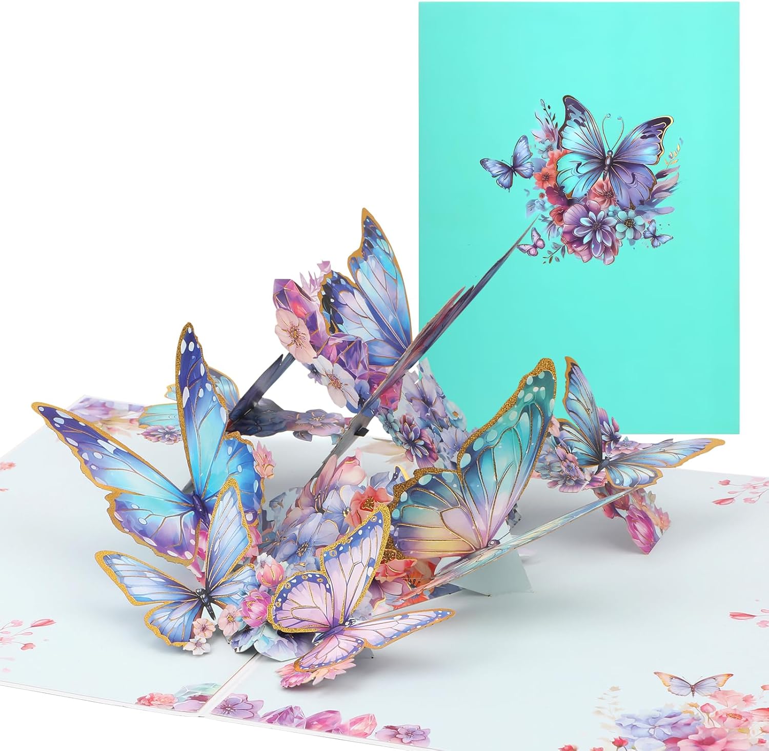 3D Pop up Butterfly Card, Gold Stamping Butterfly Greeting Card with ...