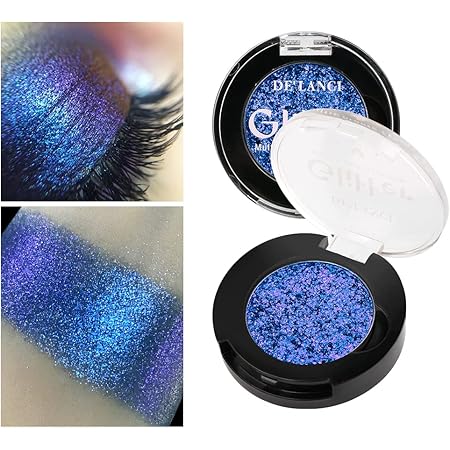 Amazon.com : Afflano Duo Chrome Glitter Blue Eyeshadow, Intense Color ...