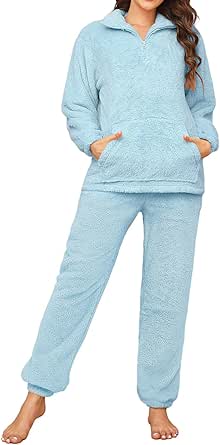 RITOSTA Pajamas for Women Set Winter Ladies Fleece Pyjamas Fuzzy Fleece ...