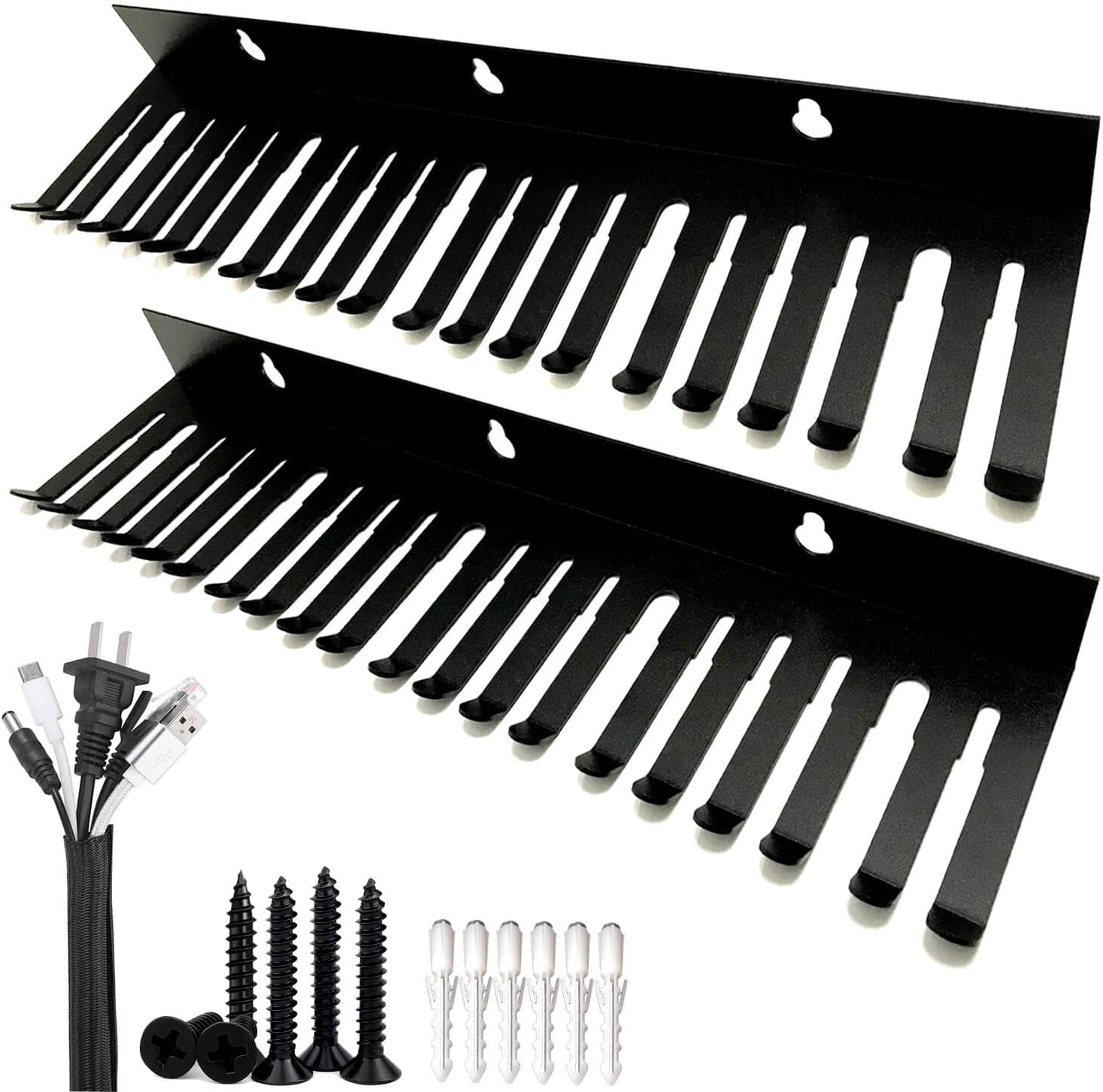 Amazon.com: 2 Pieces Cable Holder Cable Storage with 19 Cable Slots ...