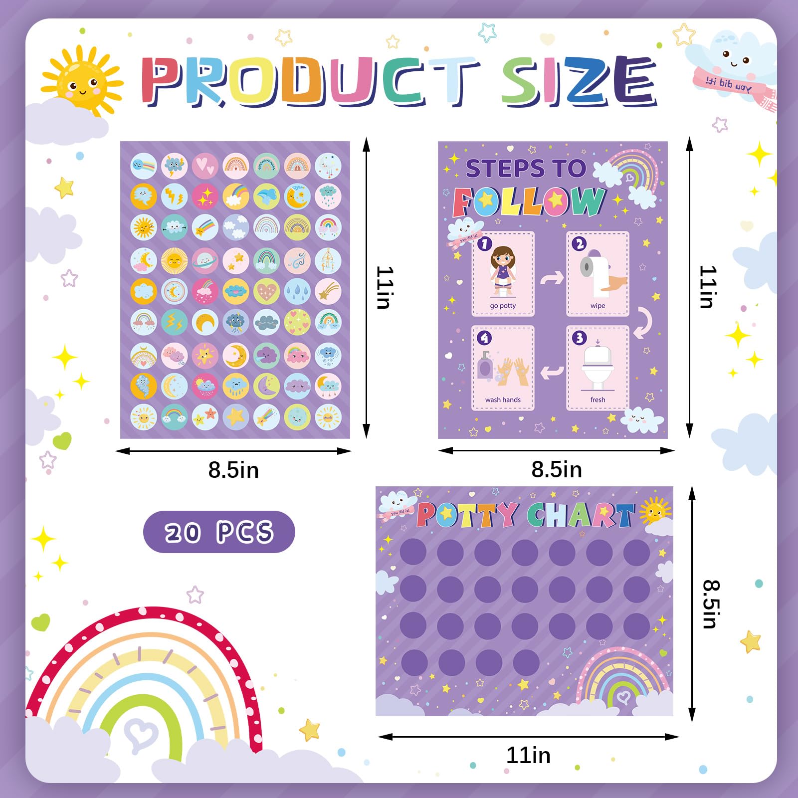 Snapklik.com : Seajan 28 Pcs Rainbow Potty Training Sticker Chart Potty ...