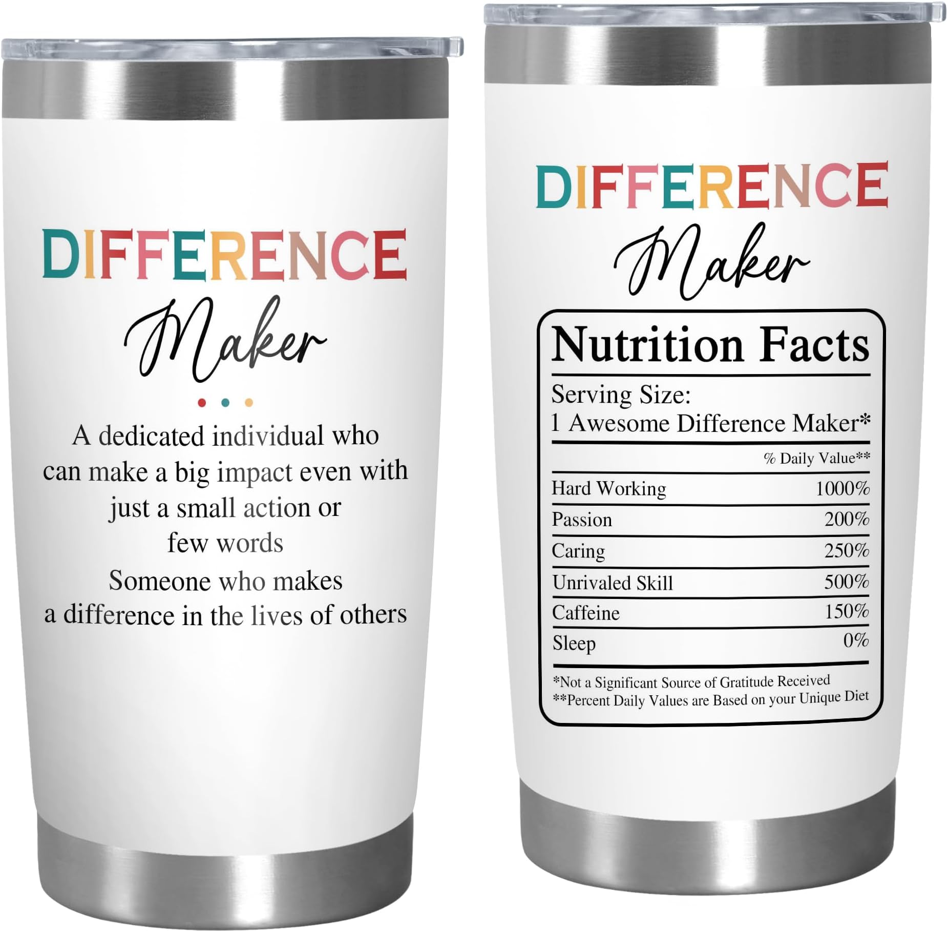 Amazon.com | SOL VIBES Difference Maker Tumbler, 20 Oz Stainless Steel ...