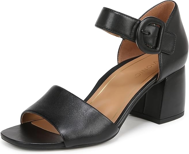 Amazon.com | Vionic Womens Chardonnay Heeled Sandal Black Leather 5 M ...