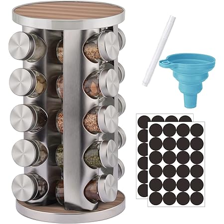 Amazon.com: Rotating Spice Rack with 16 Jars, Revolving Spice Rack ...