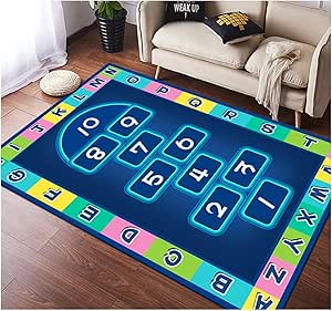Amazon.co.jp: ABC Alphabet Print Classroom Play Rug Mat 3D Hop Scotch ...