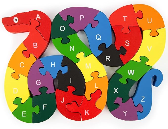 Amazon.com: LOVESTOWN Alphabet Jigsaw Puzzle, Building Blocks Animal ...