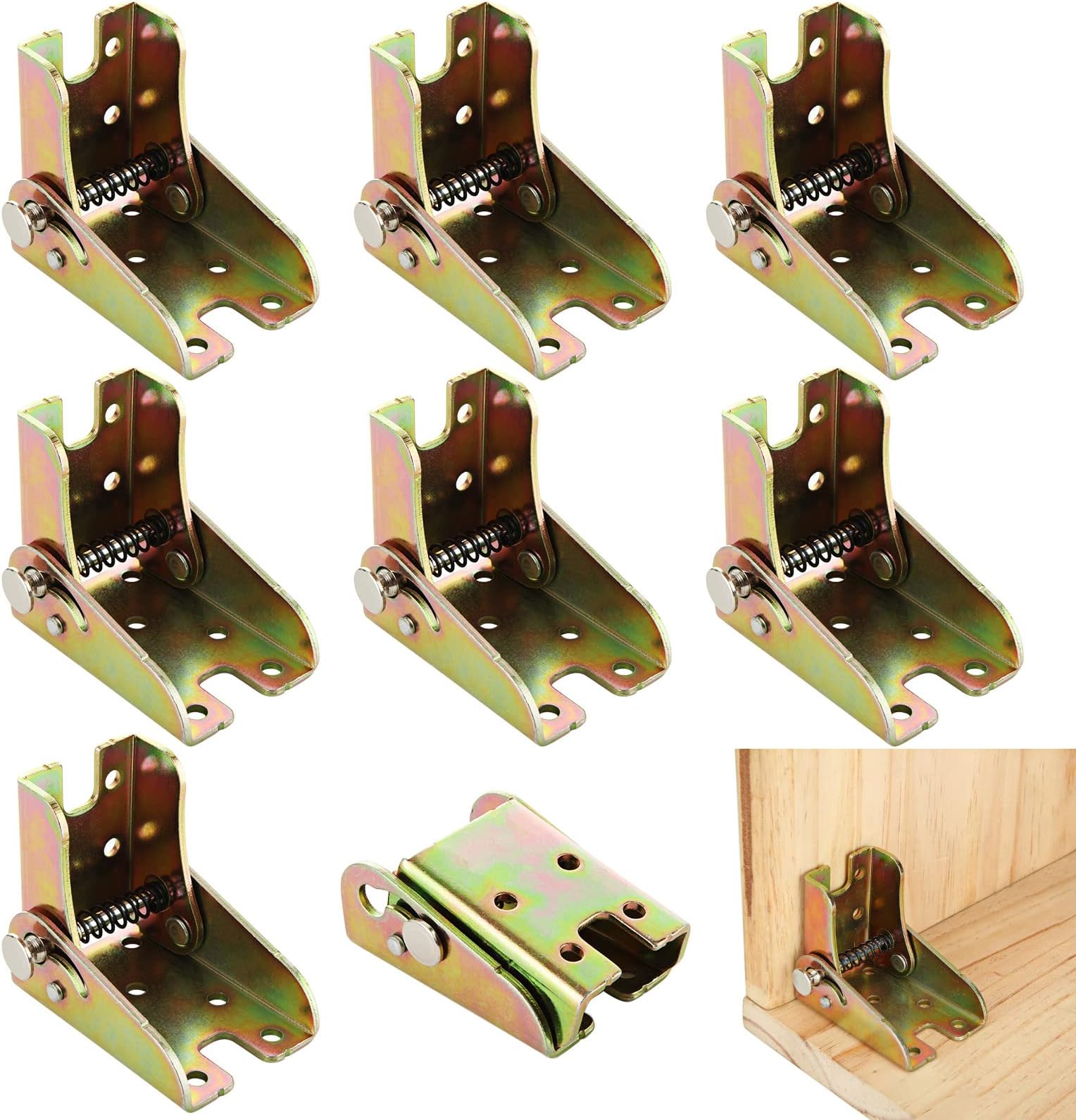 JMIATRY 8PCS Locking Hinges for Folding Table Hinges Brass Gold Table ...