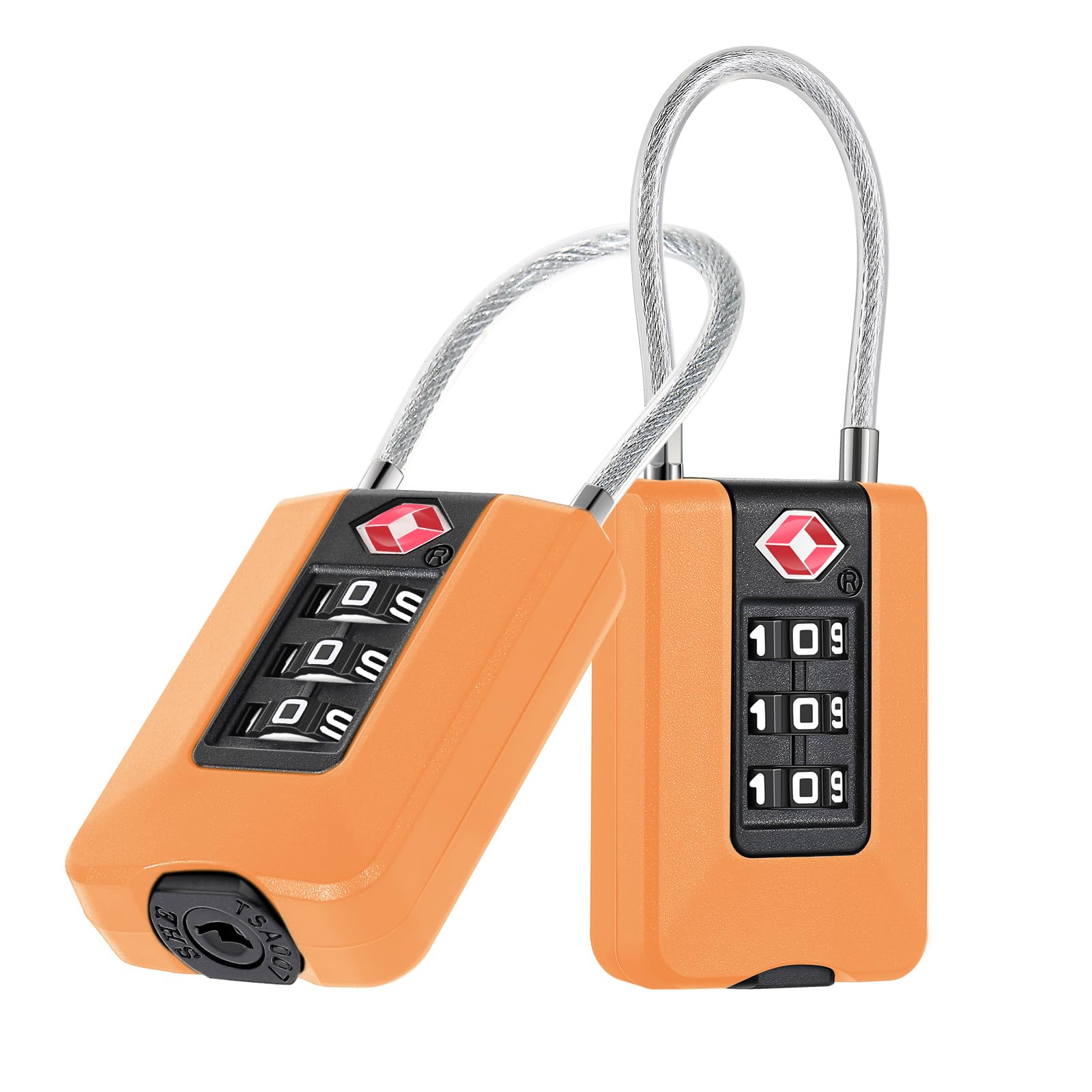 ZHEGE TSA Approved Luggage Locks, Suitcase Padlock with Flexible Cable ...