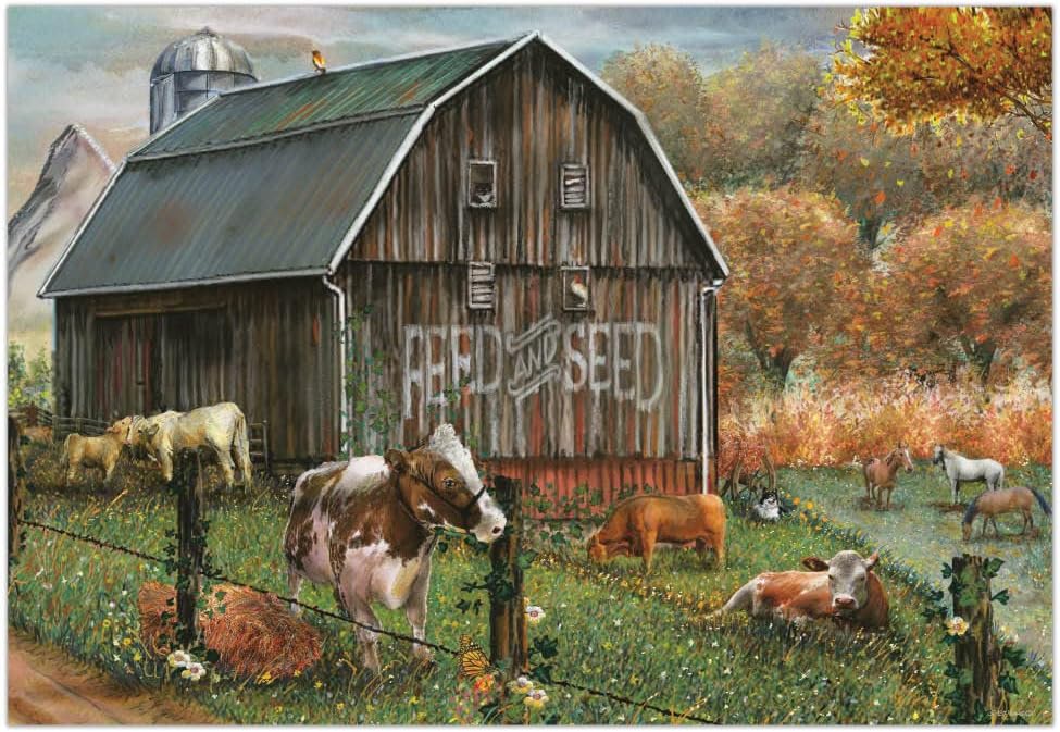 Amazon.com: Crown Point Graphics Feed and Seed Farm Puzzle - 1000 Piece ...