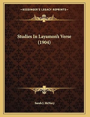Amazon.co.jp: Studies In Layamon's Verse (1904) : 本