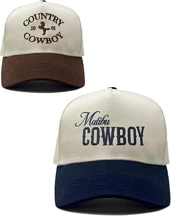 Amazon.com: 2 Pack: Two Tone Vintage Snapback Hat - Country Cowboy ...