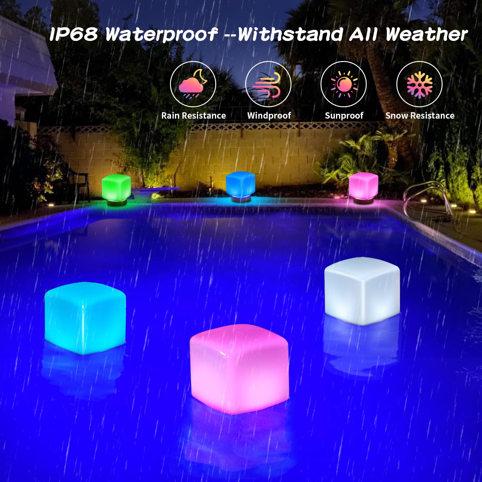 Snapklik.com : Solar Floating Pool Lights, Color Changing 5.6 Inch Cube ...