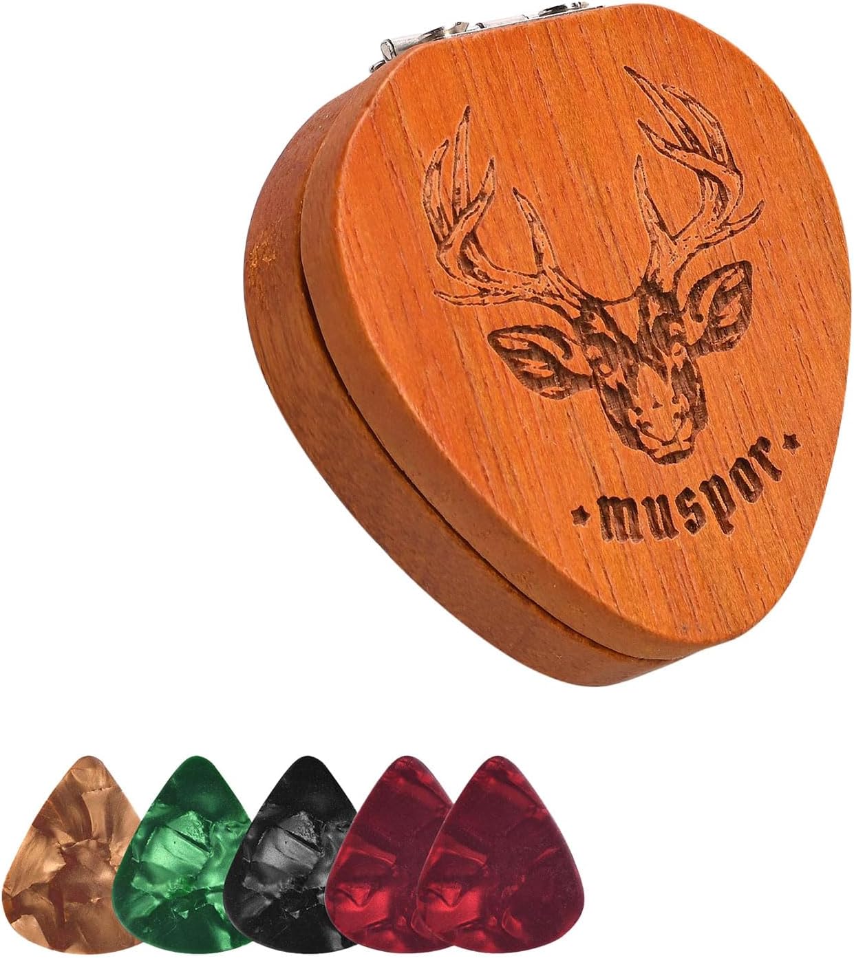 Amazon.com: Guitar Pick Holder Diamond Shaped Pick Box Wood Guitar ...